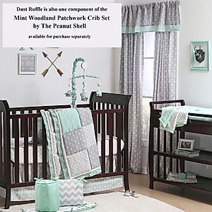 Grey Arrow Tailored Crib Dust Ruffle with Mint Stripe by The Peanut Shell
