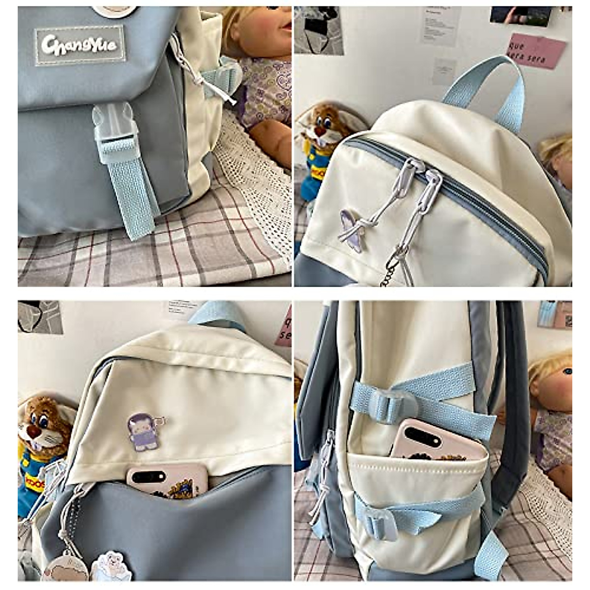 Zhousanjian Fashion Kawaii Backpack with Cute AccessoriesLarge Capacity Kawaii Girl Backpack Cute Aesthetic Backpack for School …