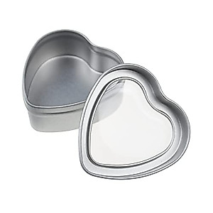 Thintinick 25-Pack 2oz Empty Heart Shaped Mini Metal Tins with Clear View Window Lids for Candle Making, Candies, Gifts & Treasures (Silver)