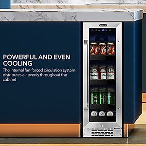Whynter BBR-638SB Stainless Steel 12 inch Built Undercounter Beverage Refrigerator with Reversible Door, Digital Control, Lock and Carbon Filter, 60-Can