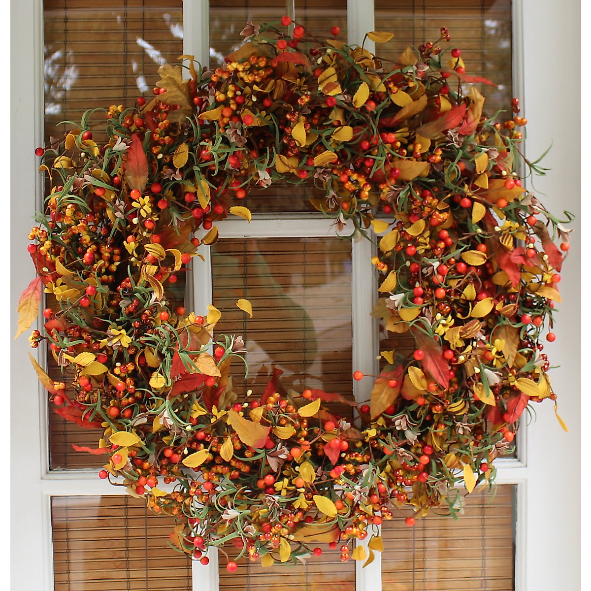 The Wreath Depot Appalachia Berry Silk Fall Door Wreath 24 inch, Handcrafted, Designed in USA, Full Wreath Shape and Size, Beautiful White Gift Box Included