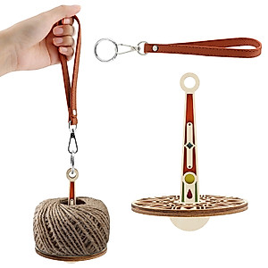 Portable Wrist Yarn Holder Yarn Spinner for Crocheting Wrist Yarn Ball Minder Stand with Leather Wristband Wooden Twirling Mechanism Spinning Needles for Knitting Crocheting