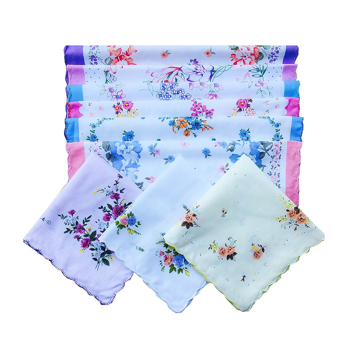 Ladies Vintage Floral 100% Cotton handkerchiefs mixed Bulk