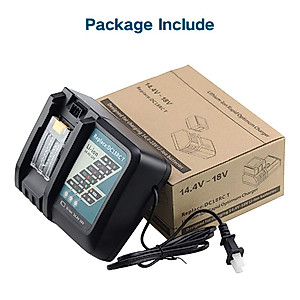 Fast DC18RC Charger Replacement for Makita 14.4V-18V Lithium-ion Battery LXT Compatible with Makita BL1815 BL1830 BL1840 BL1845 BL1850 BL1860 Batteries Charger
