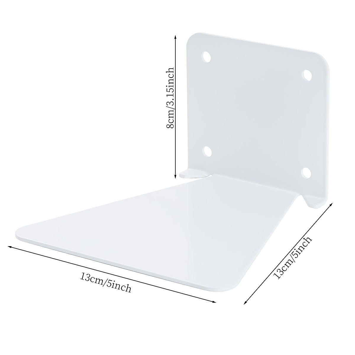 Floating Bookshelves Iron Invisible Floating Shelves Book Organizers Wall Mounted Bookshelf Metal Holder for Books Storage for Home Office Classroom (6, White)