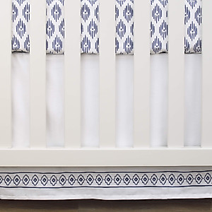 NoJo Indigo Hues Blue and White Elephant 4 Piece Nursery Crib Bedding Set - Comforter, 100% Cotton Fitted Crib Sheet, Dust Ruffle, Super Soft Baby Blanket