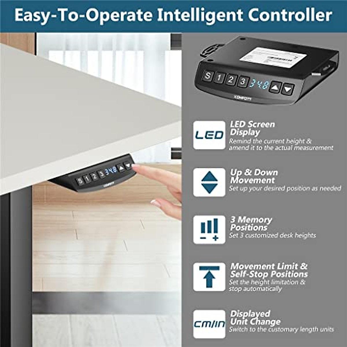 ZHAOLEI Computer Desk Laptop Desk Electric Adjustable Standing Up Desk Frame Dual Motor W/Controller (Color : D)