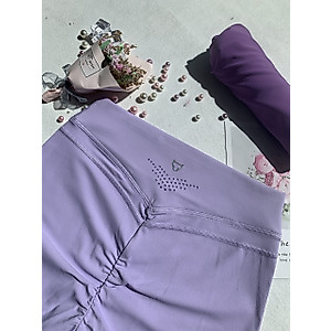 TomTiger Women's Yoga Pants 7/8 High Waisted Workout Yoga Leggings for Women Butt Lifting Tummy Control Booty Tights (Lavender, M)