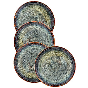 jinsongdafa Ceramic Dinner Plates Dish Set,Set of 4,for Lunch snacks -Microwave Oven & Dishwasher Safe,Scratch Resistant,Dinnerware Kitchen Porcelain Serving Dishes 10 Inch Round