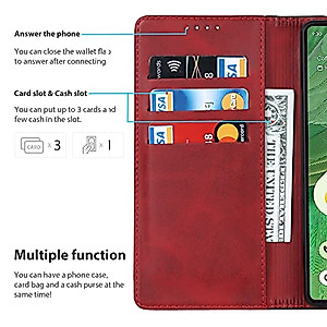 Ｈａｖａｙａ for Google Pixel 7 Case Wallet with Card Holder,for Pixel 7 Phone case for Women,for Google 7 flip Cover with Credit Card Slots - Red and Black
