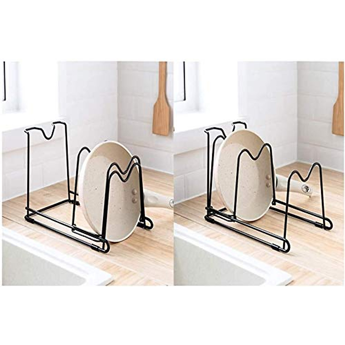 DRNKS Iron Rack Dish Rack Kitchen Pot lid Rack Storage Box Shelf Storage Pot lid Multi-Function Pot Holder Spoon Rack Foldable Suitable for Kitchen