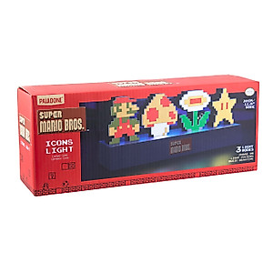 Paladone Super Mario Bros Icons Light, Sound Reactive Mode, Decorative Light Up Super Mario Figure Bedroom Accessories & Decor