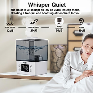 2.4L Air Humidifiers for Bedroom Baby - 26dB Quiet Cool Mist Air Humidifier for Nursery & Plants, Top Fill Air Humidifier Lasts Up to 30 Hours, Auto Shut-Off, Easy to Fill and Clean