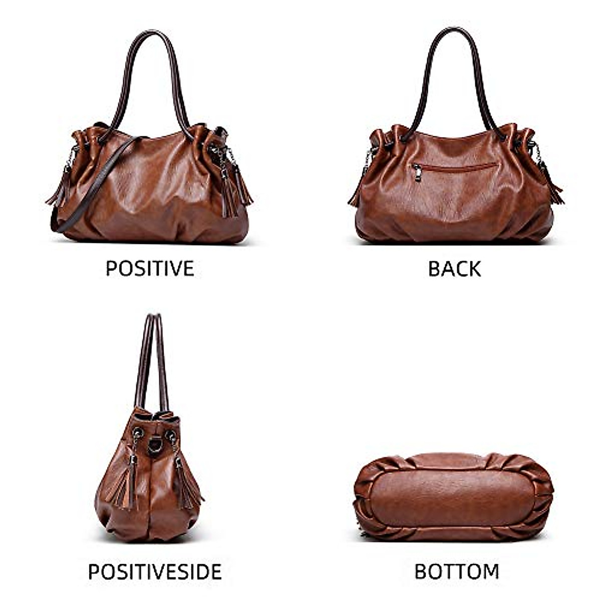 MINTEGRA Handbags for Women Hobo Shoulder Bags with Tassel Large Capacity Top Handle Bucket Bags