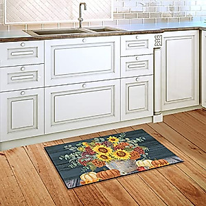 Briarwood Lane Sunflowers and Hydrangeas Fall Doormat Floral Pumpkins 30" x 18"