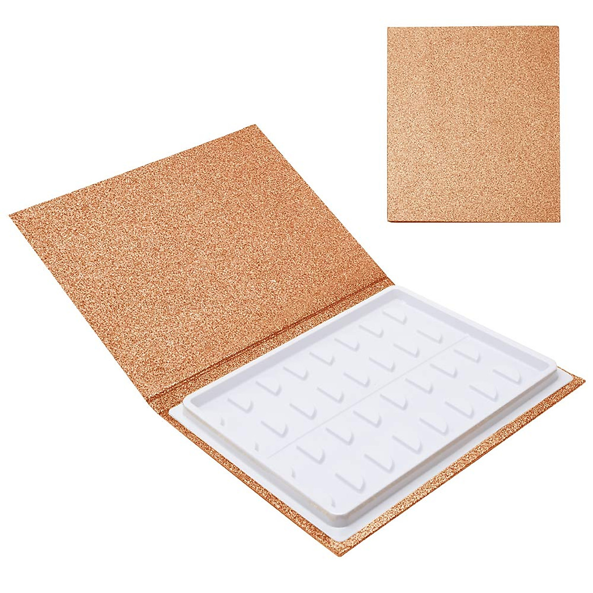 16 Pair Eyelash Storage Book,Makeup Display Sample Container,Eyelash Catalog Travel Glitter Paper rose gold