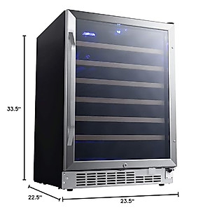 EdgeStar CWR532SZ 24 Inch Wide 53 Bottle Built-In Single Zone Wine Cooler with Reversible Door and LED Lighting - Stainless Steel