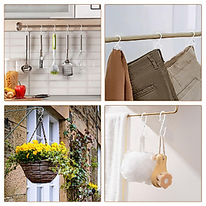 Zienlay 20 PCS S Hooks for Hanging, 3.5 Inch Metal S Hooks Heavy Duty for Hanging Plants, White S Shaped Hook Safety Buckle Kitchen Pot Rack Closet Hooks for Utensils, Pots, Pans,Clothes, Bags