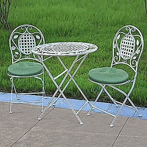 COZPLEN Outdoor Round Bistro Chair Cushions, 15 inch Round Seat Cushions for Outdoor Patio Chairs, Set of 2, Deep Green