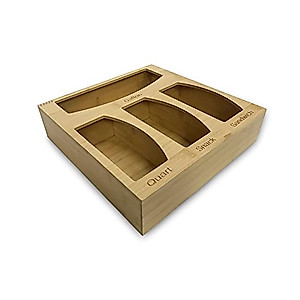 Kraze Home Bamboo Ziplock Bag Organizer & Dispenser, Kitchen Drawer Organizer, Bamboo Drawer Organizer, Baggie Organizer, Compatible with Ziploc/Glad/Gallon/Quart/Sandwich & Snack Size Bags