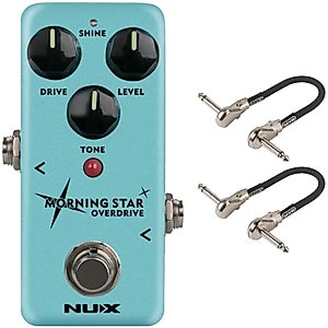 Briskdrop NUX Morning Star Overdrive Guitar Effect Pedal Bundle with 2 MXR Patch Cables