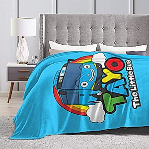 Tayo The Little Bus Blanket, Bed Throws Soft Plush Warm Sofa Bed Blanket All Season, Comfortable Lightweight Super Soft Luxury Flannel Blankets 50"X40"