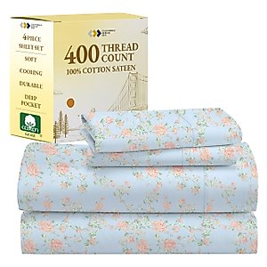 California Design Den Full Size Bed Sheets Set - 400 Thread Count Sateen, Natural 100% Cotton Sheets for Full Size Bed, Deep Pocket Cooling and Durable Bedding Set - Antique Rose