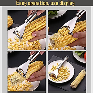 2PCS Magic Corn Peeler，Kitchen Gadget，Stainless Steel Corn Thresher with Ergonomic Handle，Corn Stripper Corn Cob Stripper Tool，Thresher Corn Cutter from the Cob