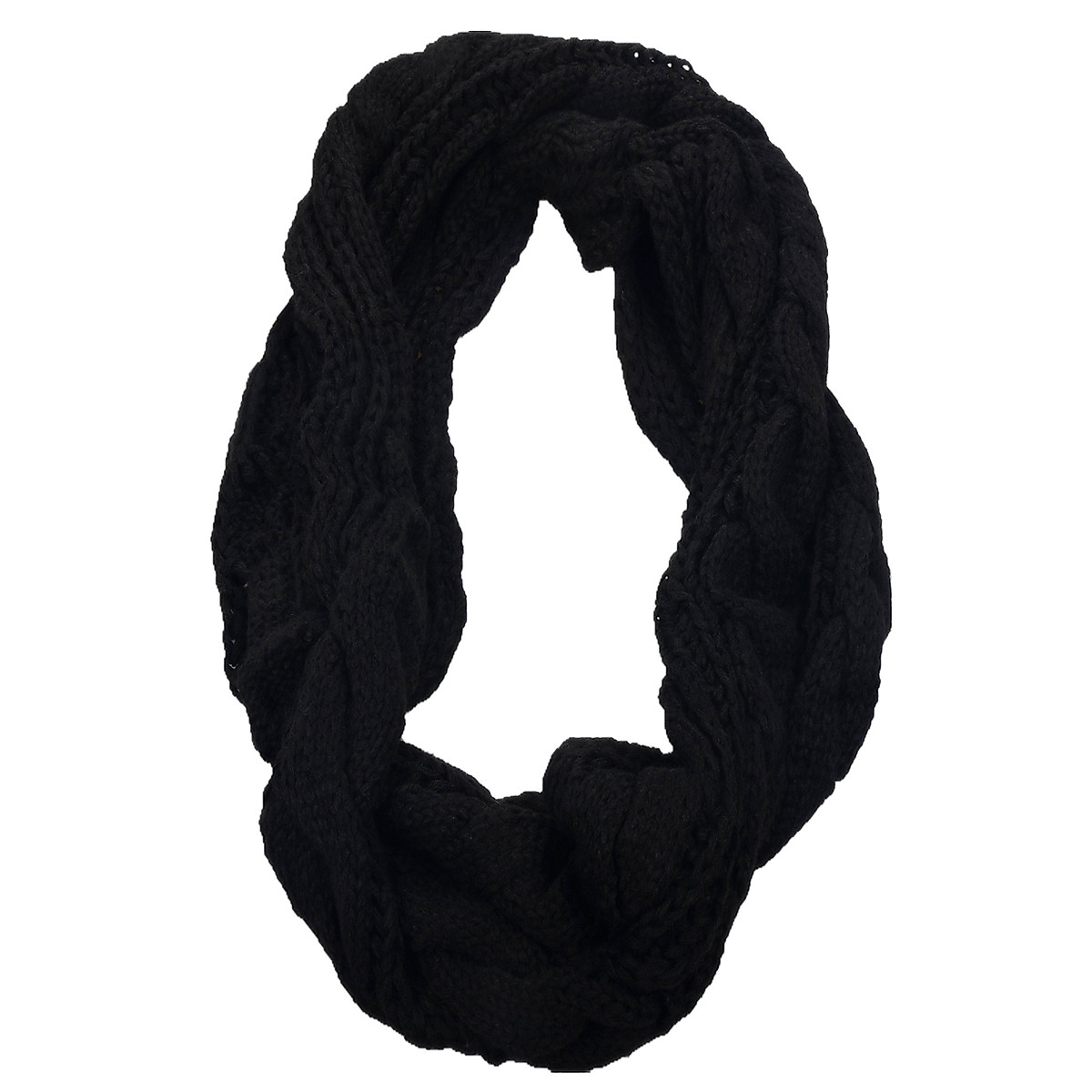 NEOSAN Womens Thick Ribbed Knit Winter Infinity Circle Loop Scarf Twist Black