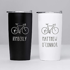 Lifetime Creations Engraved Personalized Bicycle Tumbler with Lid 20 oz (Black) - Cyclist Gift, Bike, Biking Stainless Steel Coffee Travel Mug