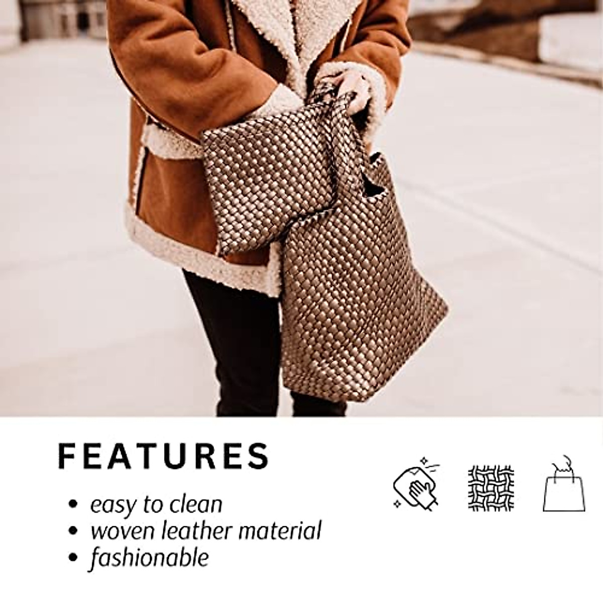 Knotted Fashion Woven Bag and Purse | Top Handle Ladies Leather Tote Bag Large Capacity Women Handbags for Shopping, Travelling | Handmade Shoulder Bags