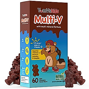 Yum-Vs - Kids Multivitamin Chewable Chocolate Bears - Multivitamin for Kids Supplement - 16 Vitamins & Minerals - Kids Vitamins Including D, Zinc, C, B Complex & More, Multi Vitamins for Kids 60 Count
