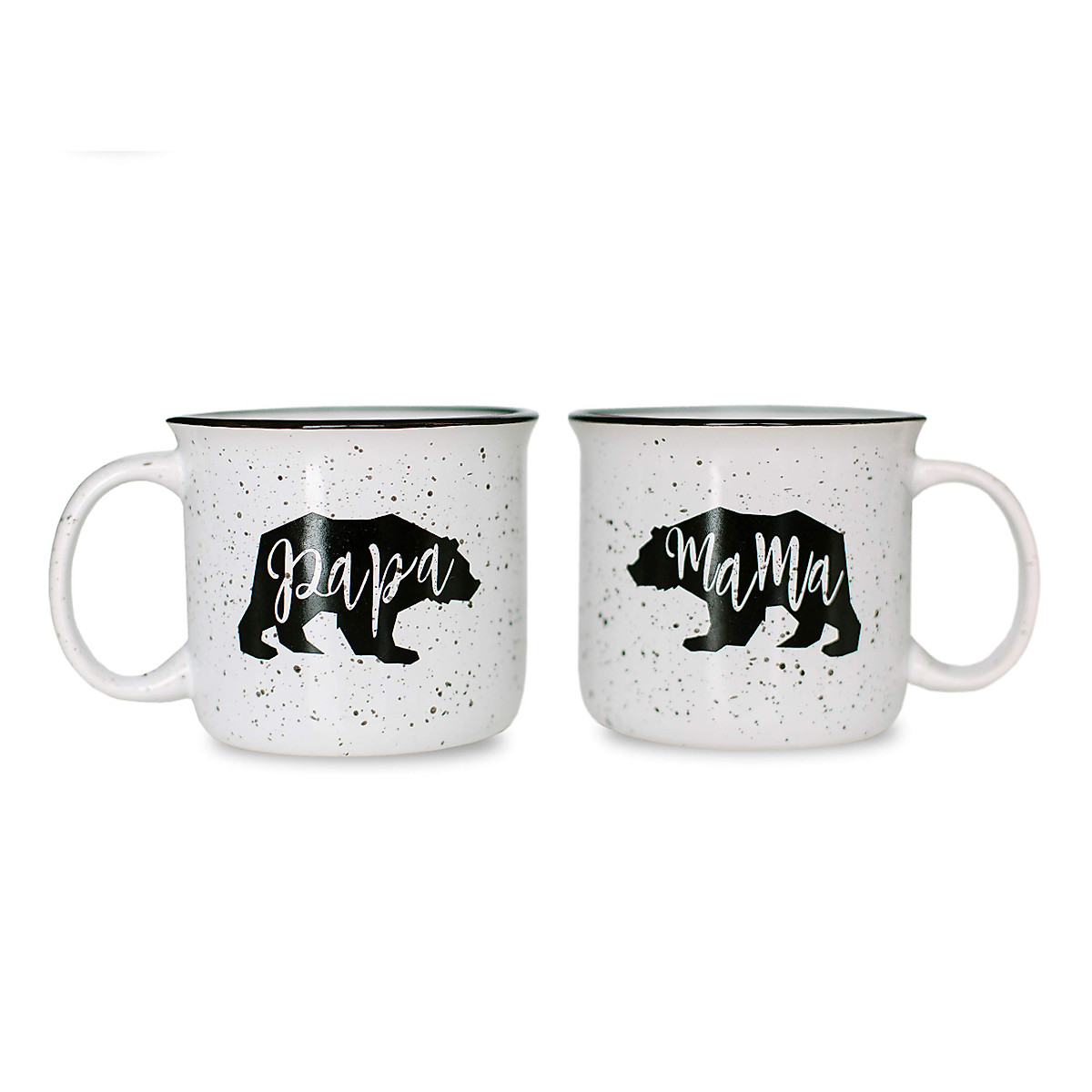 CAM N HONEY Farmhouse Mama Bear & Papa Bear Funny Campfire Couples Coffee Mug Set | 14oz Ceramic Mugs | Mama Bear Mug, Papa Bear Mug | Perfect for Parents