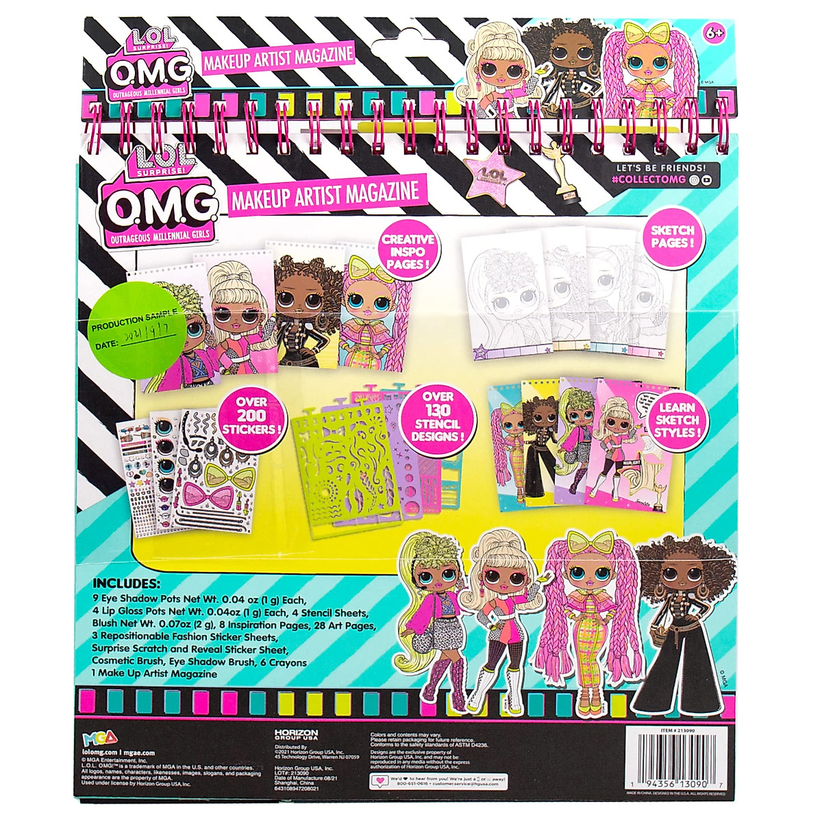 Horizon Group USA L.O.L. Surprise! O.M.G. Make-Up Artist Magazine, Double Feature Series, Includes Spiral-Bound Make-Up Sketchbook, Crayons, Stickers, Surprise Scratch Reveal Stickers & More