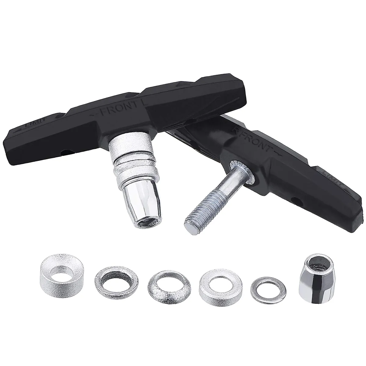 HOTOP 4 Pairs Bike Brake Pads Mountain Bike Brake Pads with Hex Nuts and Spacers V Bicycle Blocks Set, 70 mm(Black)