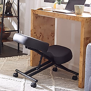 JOMEED Modern Height Adjustable Ergonomic Support Rolling Home Office Kneeling Desk Chair with 3 Inch Padded Angled Seat, Black