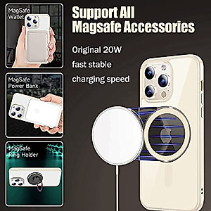 Casexcite Clear Magnetic for iPhone 13 Pro Max Phone Case MagSafe Compatible - Military Grade Protection - Transparent Back - 2X Lens Protector, Anti-Fingerprint, Anti-Scratch (Light Beige)