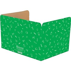 Really Good Stuff Large Privacy Shields for Student Desks – Set of 12 - Matte - Study Carrel Reduces Distractions - Keep Eyes from Wandering During Tests, Green with School Supplies Pattern