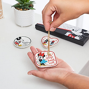 Disney Mickey and Minnie Mouse Mini Trinket Dish Set - Mini Ceramic Trinket Tray, 3-Piece Gift Set - Jewelry Dish Ring Holder