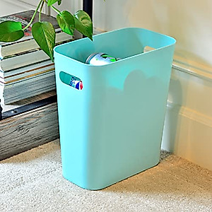 Youngever 2 Pack 3 Gallon Slim Trash Can, Plastic Garbage Container Bin, Trash Bin with Handles for Home Office, Living Room, Study Room, Kitchen, Bathroom (Mint)
