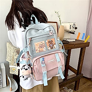 Tonecy Kawaii Backpack Lovely Pastel Rucksack for Teen Girls, Cute Aesthetic Bookbag for School with Kawaii Pin and Accessories (Pink), 43 * 30 * 13cm/16.9(L) * 11.8(W) * 5.1(H) inch