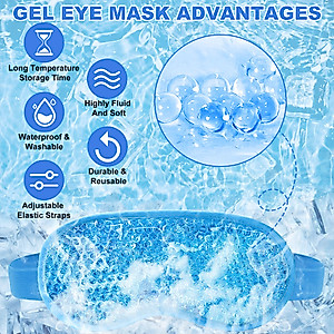 2Pack Cold Cooling Eye Mask, Reusable Gel Eye Mask Hot/Cold Therapy Gel Bead Eye Mask with Plush Backing for Headache/Puffiness/Migraine/Stress Relief/Skin Care/Dry Eyes(Blue)