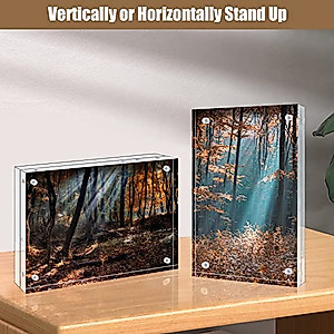 Egofine 5x7 Picture Frames Acrylic Frames 4 Pack, 20mm Thicker Lucite Frameless Clear Floating Frames, Magnetic Double Sided Photo Frame, Free Standing Desktop