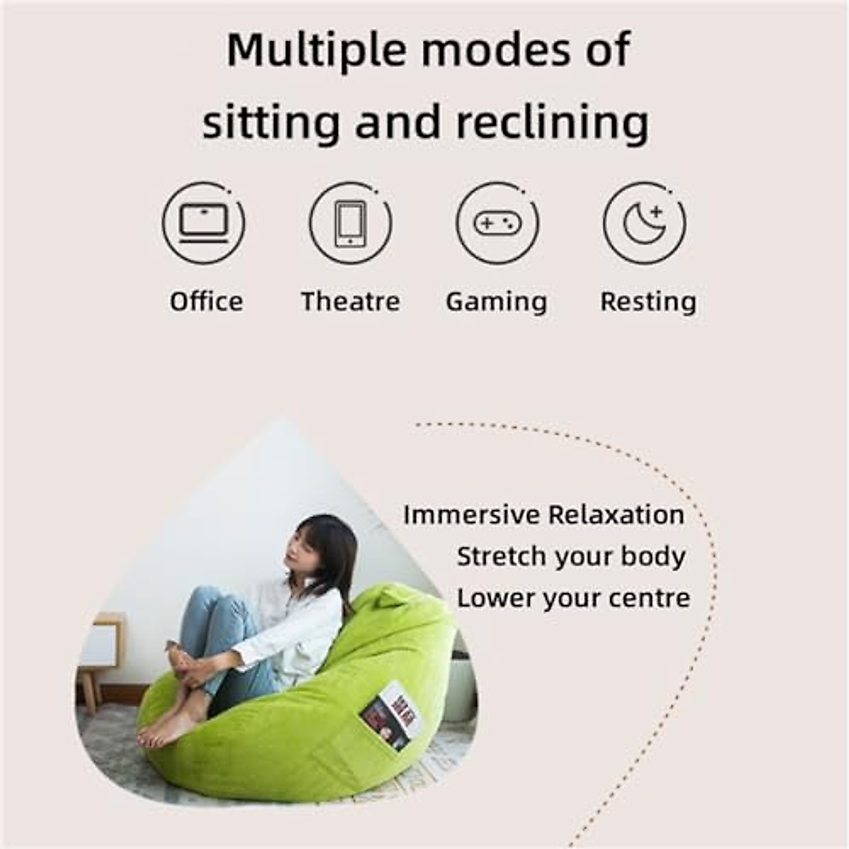 DAUTAI Soft Corduroy Stuffable Bean Bag, Fluffy Lazy Sofa for Adult Teen, High Skin-Friendly Softness Thick Texture, Pets Dogs/Cats Room Furniture (No Filler),Yellow,XL