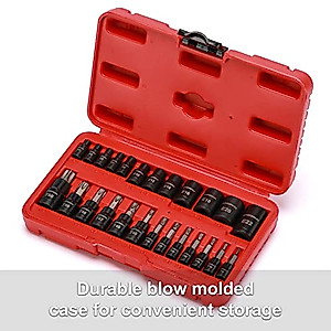 CASOMAN 25 Piece Torx Bit Socket and External Socket Set, 13 Star Socket Bits (T8- T60)& 12 Female E-Torx Sockets (E4-E22)