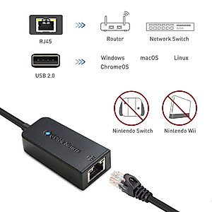 Cable Matters USB to Ethernet Adapter Supporting 10/100 Mbps Ethernet Network in Black & Snagless Cat6 Ethernet Cable