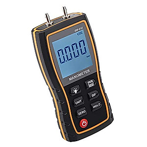 Akozon Air Pressure Meter,Vacuum Pressure Gauge SW-512B High Accuracy Digital Differential Pressure Gauge Air Pressure Meter Tool (no Battery)