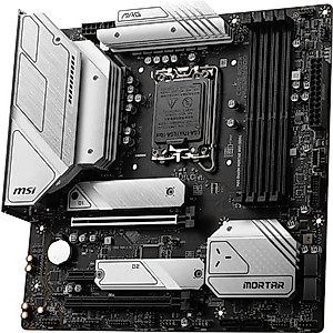 MSI MAG B660M Mortar WiFi DDR4 Gaming Motherboard (mATX, 12th Gen Intel Core, LGA 1700 Socket, DDR4, PCIe 4, 2.5G LAN, M.2 Slots, Wi-Fi 6)