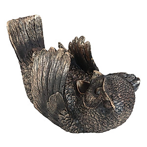 Ebros Bronzed Resin Wisdom of The Forest Great Horned Owl Drinking Wine Bottle Holder Figurine 9.25" L Decorative Party Hosting Sculpture Accessory Owls Statue