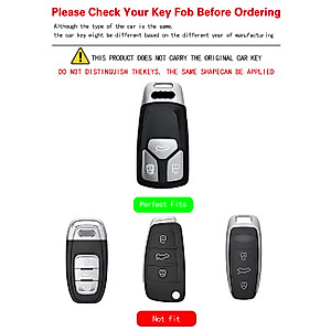 for Audi Key Fob Cover Case Metal Shell Car Smart Keys Protect Keychain Compatible Audi A4 A5 Q7 Q5 TT RS A3 A6 SQ5 SQ7 R8 S5 (P-AODIBqh-Black)